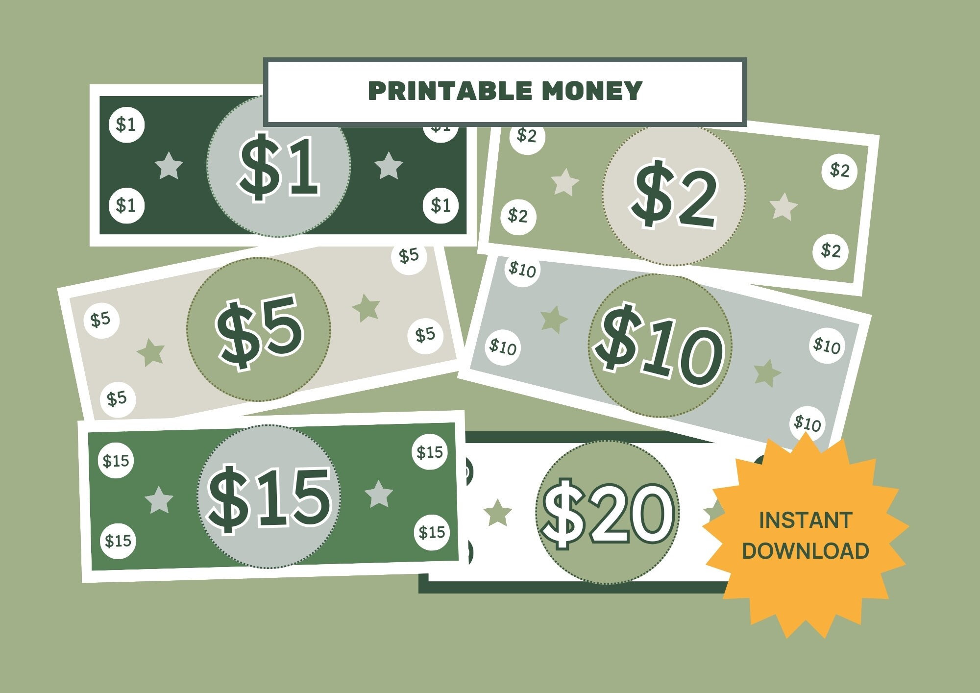 Money Reward Bucks for Kids | Printable Play Money for Kids | Pretend ...