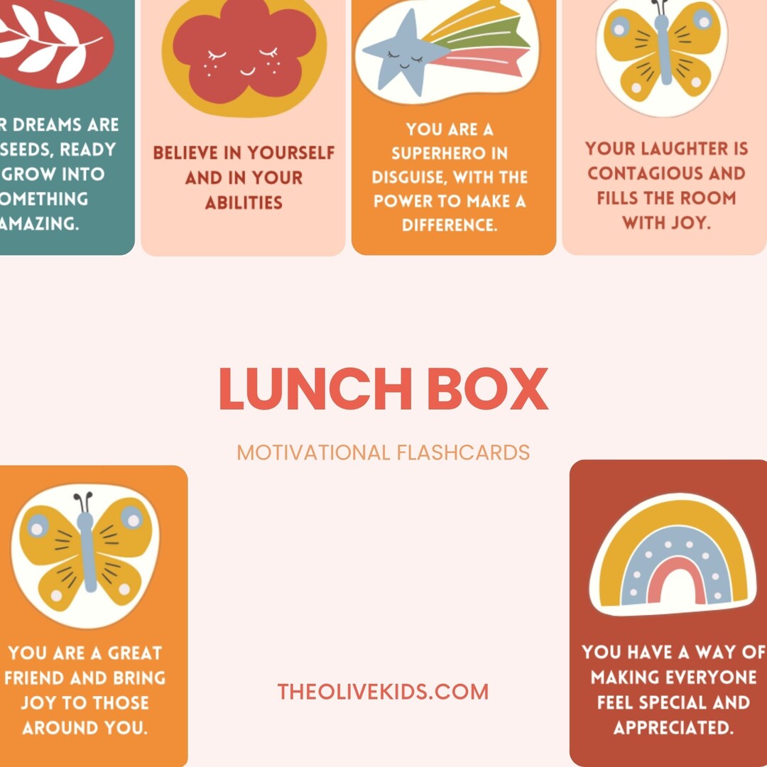 Motivational Flashcards for Kids | Lunchbox Notes | Encouragement Cards ...