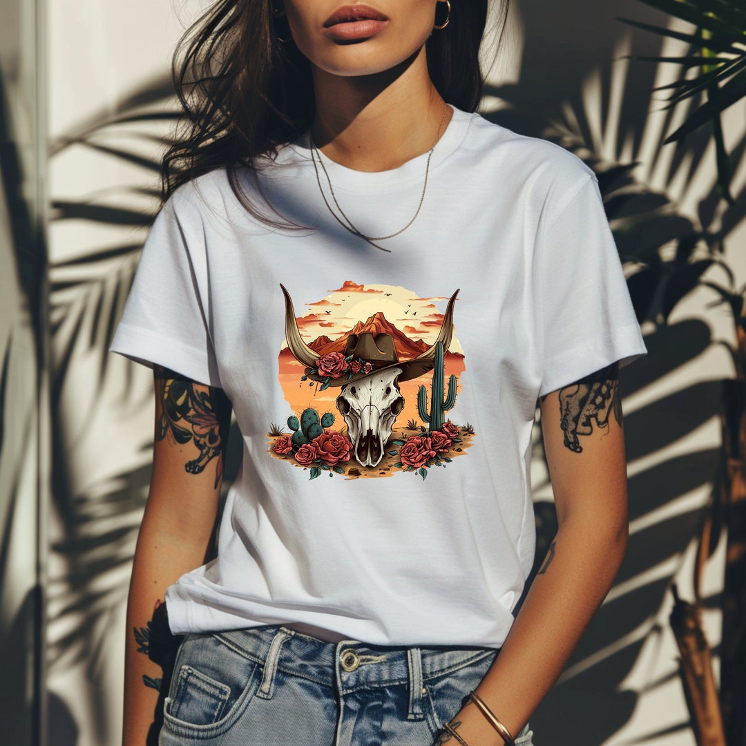 Bull Head Graphic T-shirt, White T-shirt, Unisex, Cotton T-shirt - Etsy