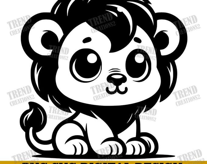 Baby Lion Svg & Png, Lion Clipart, Cute Lion Vector Image, Lion ...