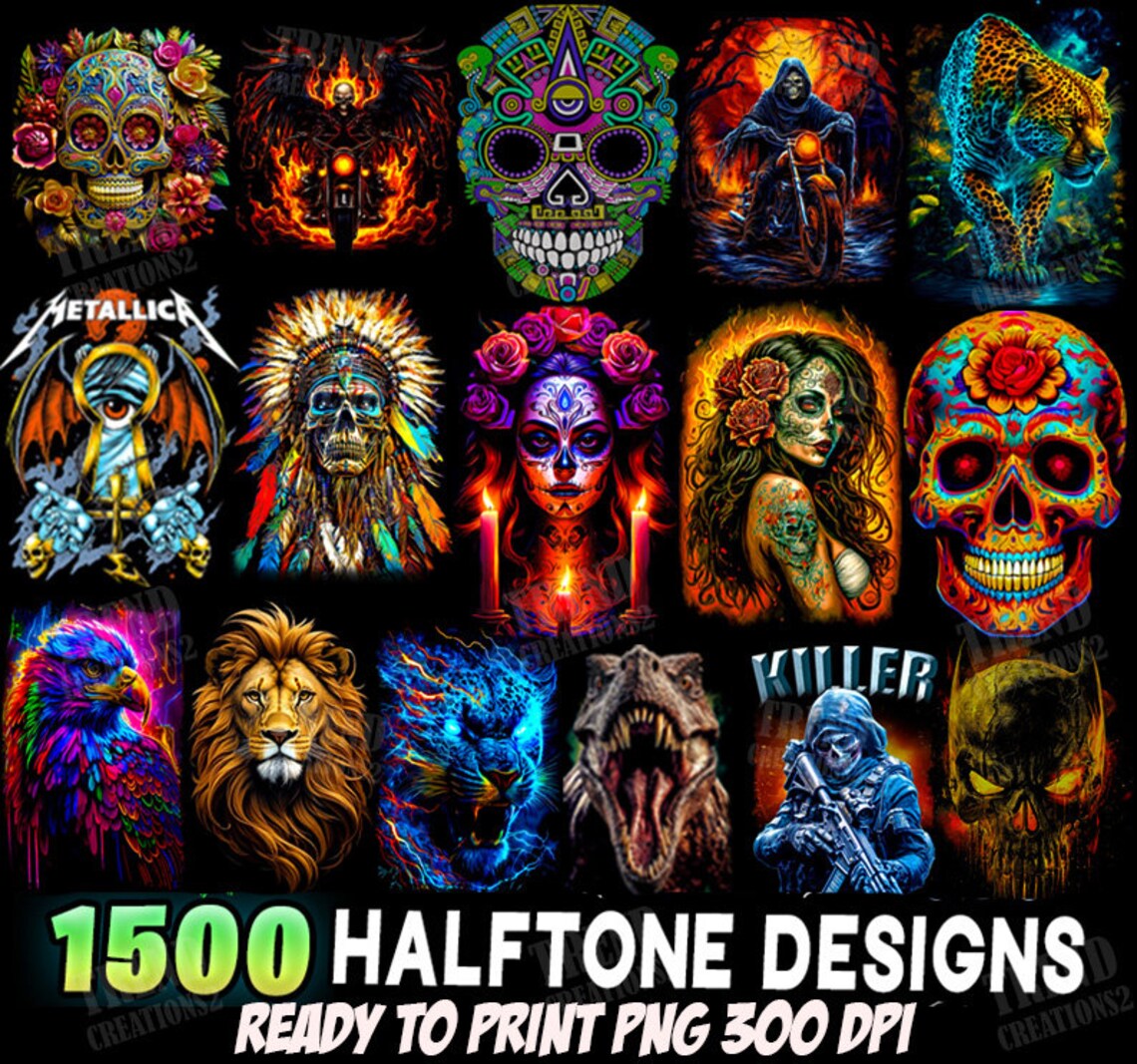 1500 Best Selling Halftone PNG T-shirt Designs Halftone Designs T-shirt ...