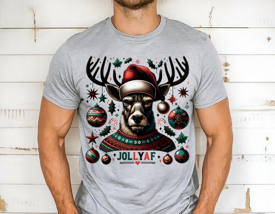 Jolly AF Reindeer Rudolph PNG, Funny Grumpy Christmas Holiday Digital ...