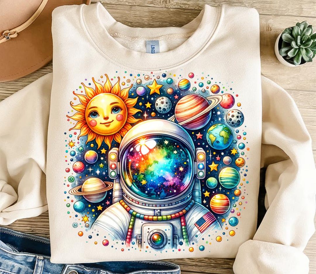 Astronaut Png, Sublimation Design, Colorful Planets Png, T-shirt Design ...