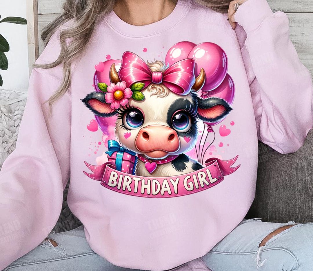 Baby Cow Png, Birthday Girl Png, Kids Png, Pink Balloons Png, T-shirt ...