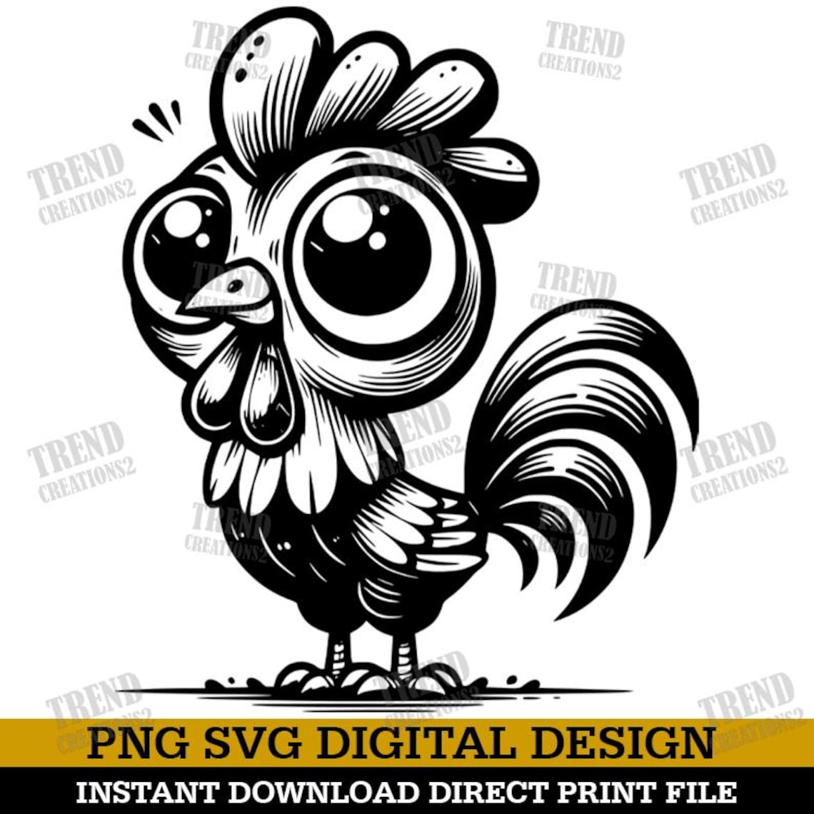 Cute Chicken Svg & Png, Rooster Clipart, Chicken Vector Image, Funny ...