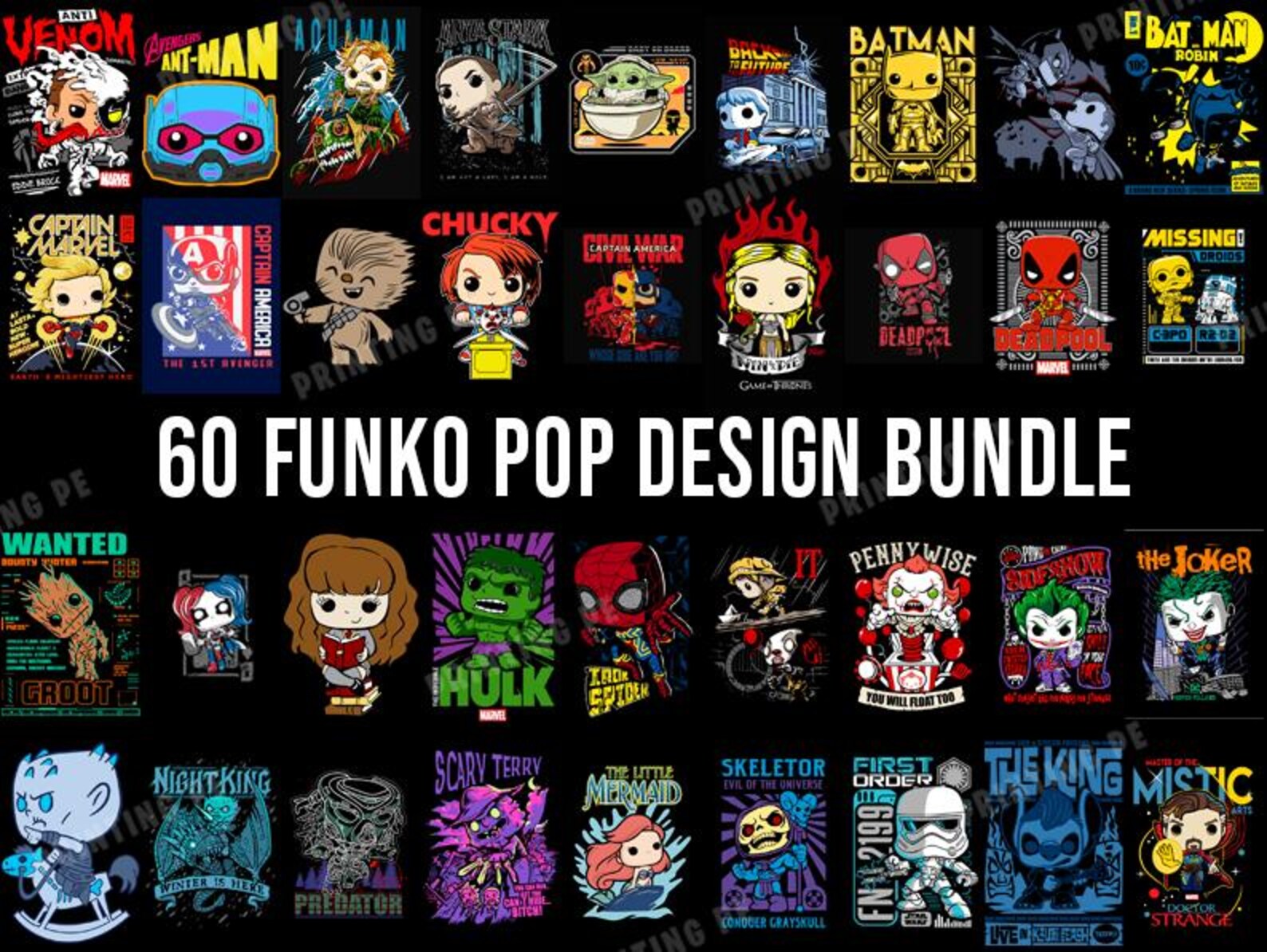 Pop Culture Funko Designs / Vector Format / Urban T-shirt Designs ...