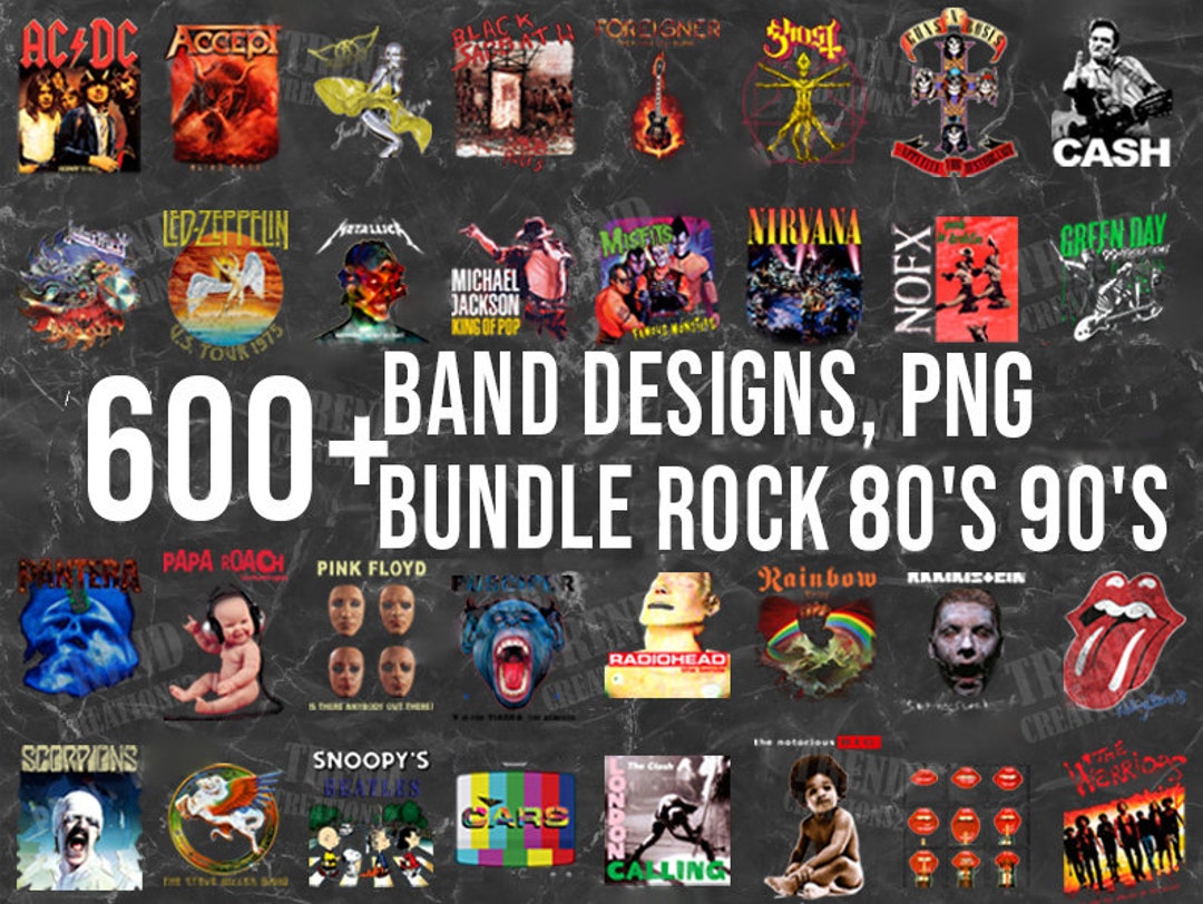 Over 600 Rock Band T-shirt Designs, Rock T-shirts, Premium Class Rock ...