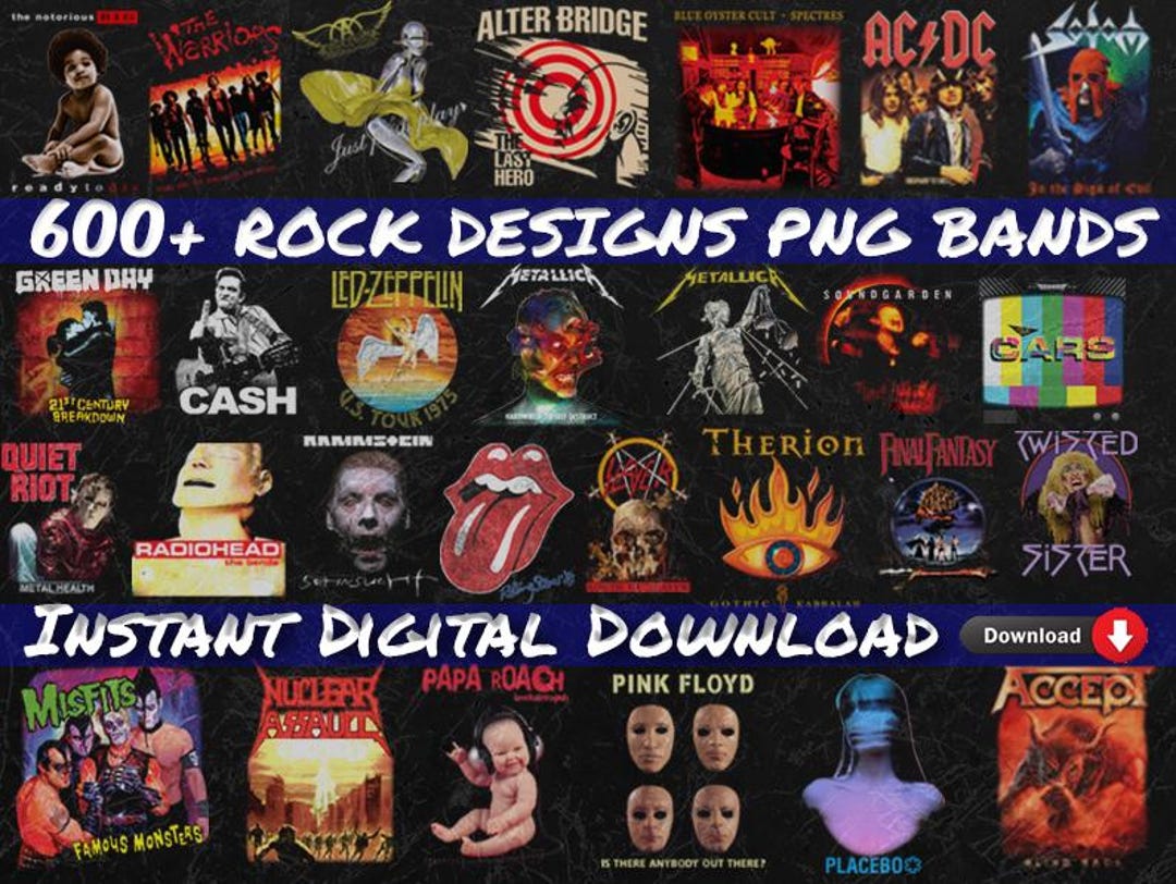 Over 600 Rock Band T-shirt Designs, Rock T-shirts, Premium Class Rock ...