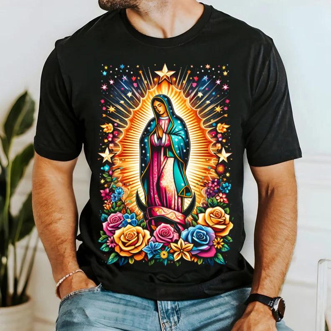 Virgin of Guadalupe Design PNG DTF, Halftone Virgin of Guadalupe ...