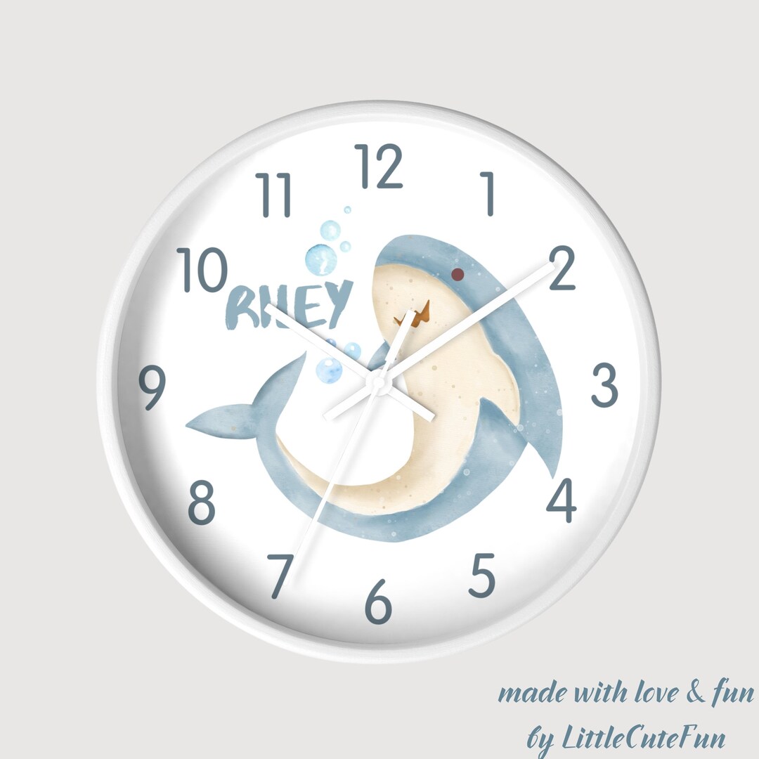 Wall Clock Shark Kids Clock Shark Nursery Decor Baby Shark Wooden Wall ...