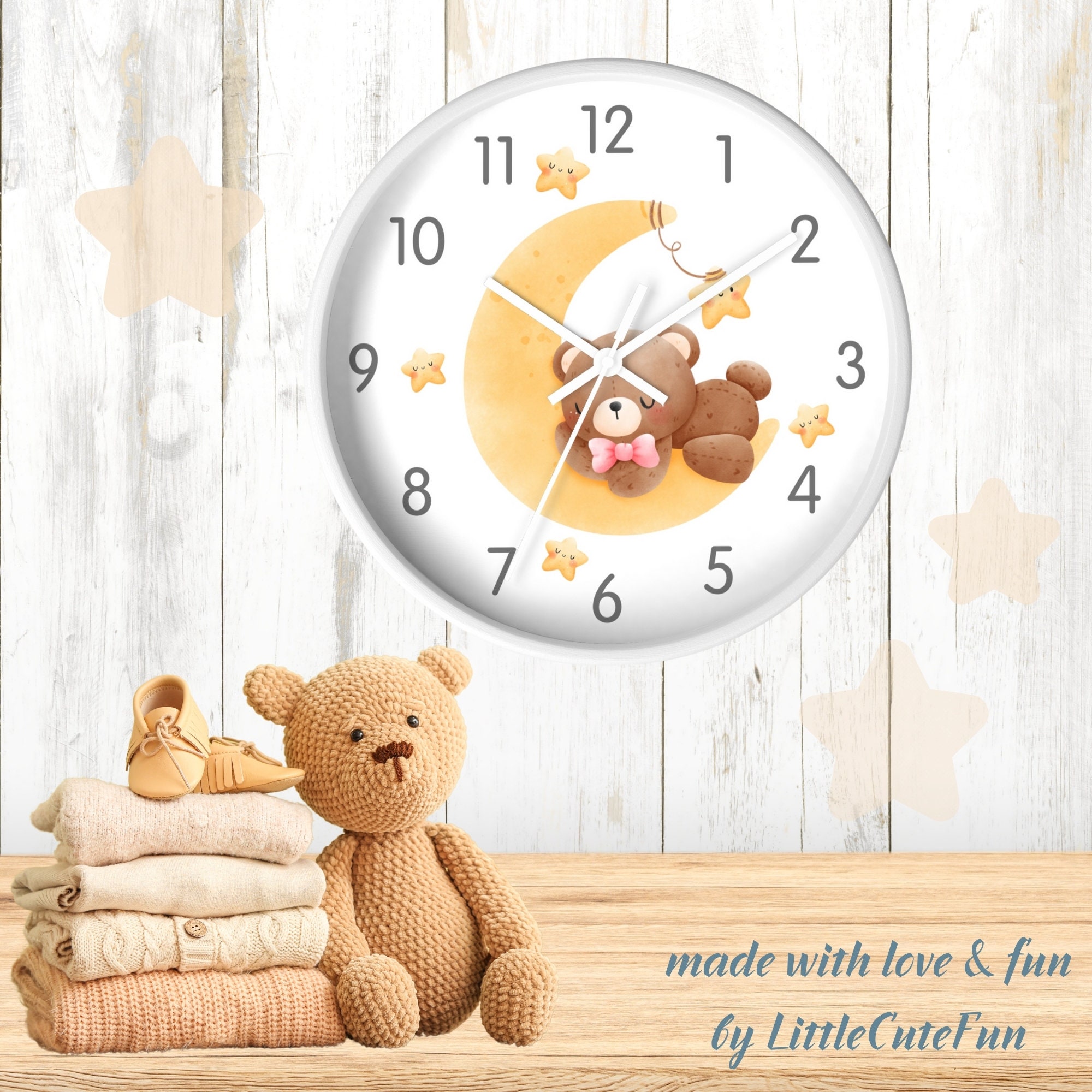 Personalized Kids Clock Nursery Clock Wall Boho Kids Room Decor Wooden ...