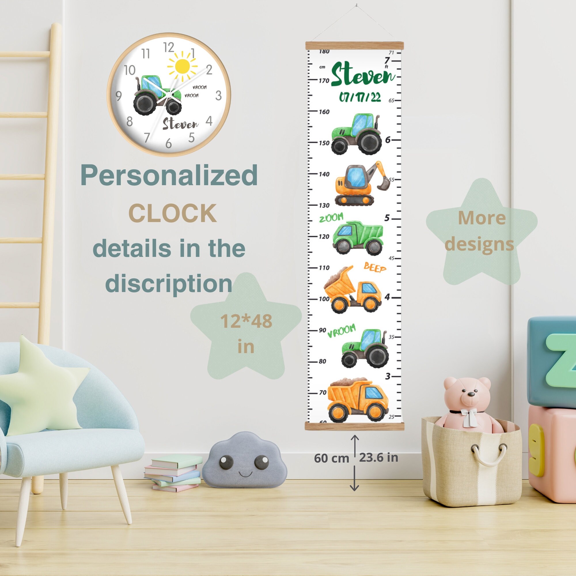 Growth Chart Construction Birthday Height Chart for Kids Family Chart ...