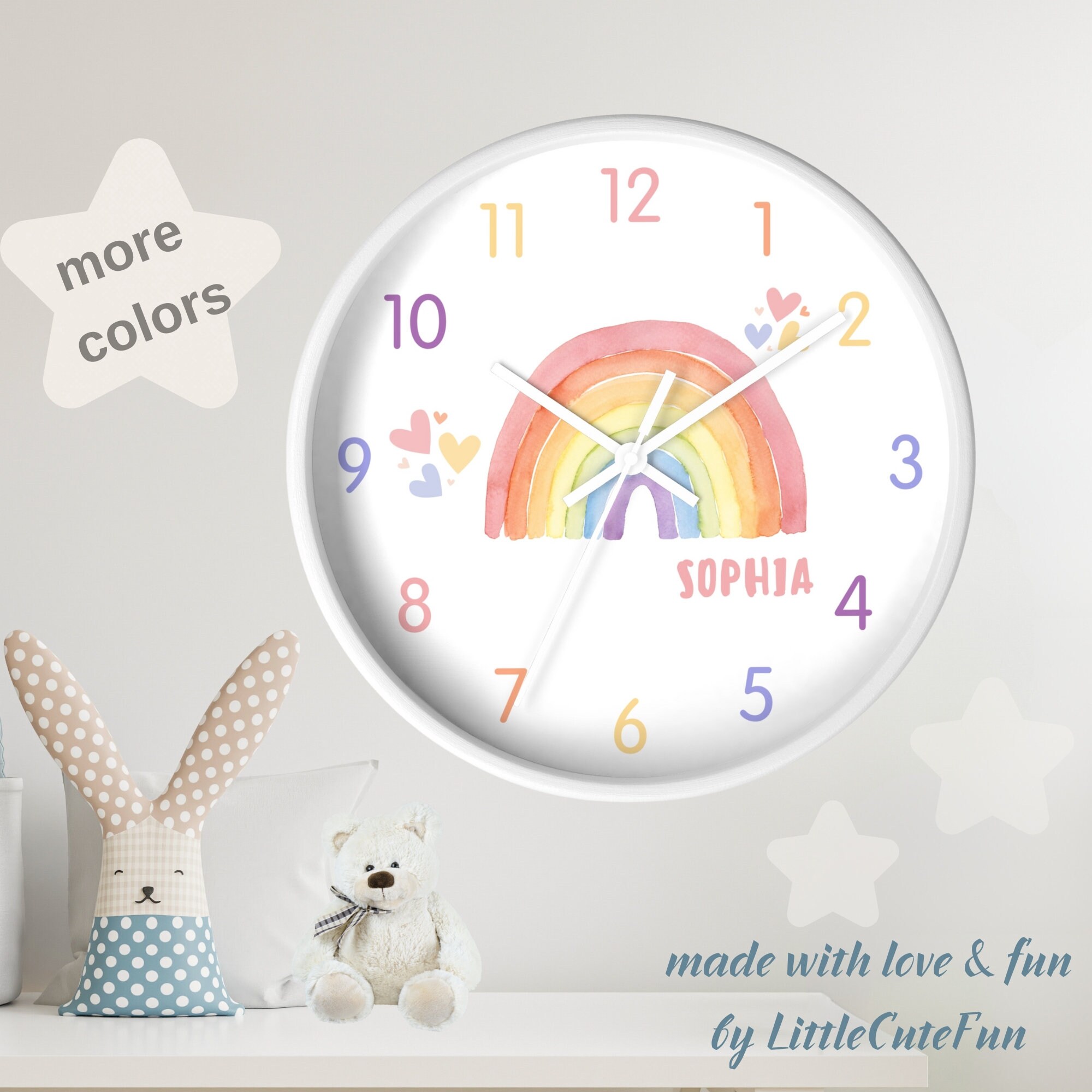 Personalized Kids Clock Rainbow Baby Shower Wall Decor Rainbow Baby ...