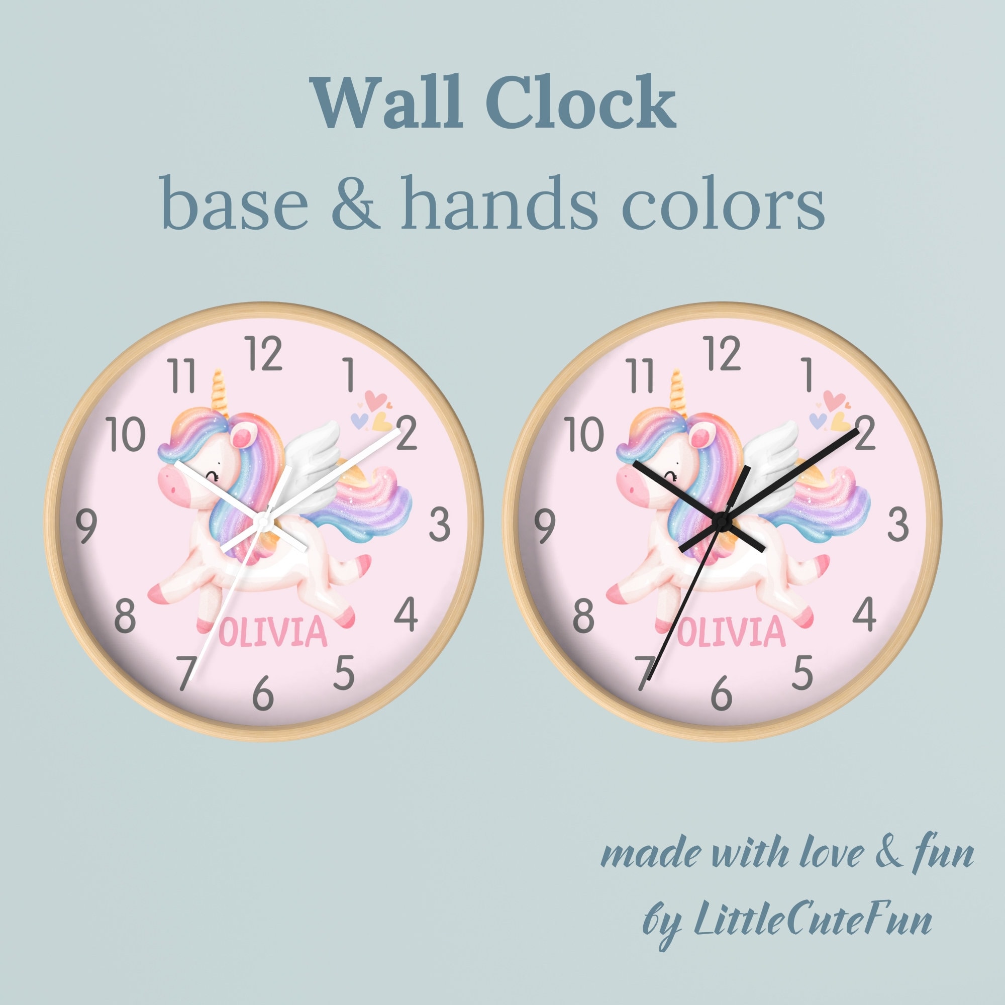 Personalized Clock for Kids Unicorn Wall Clock Unicorn Wooden Nursery Clock 1 Year Old Girl Gift ...
