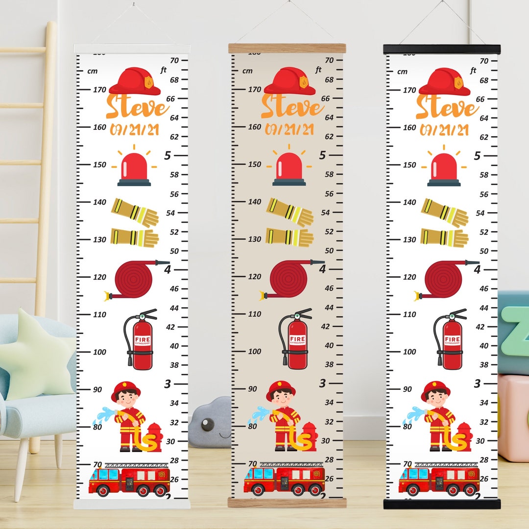 Growth Chart Fireman Personalized Height Chart for Kids Fire Station ...