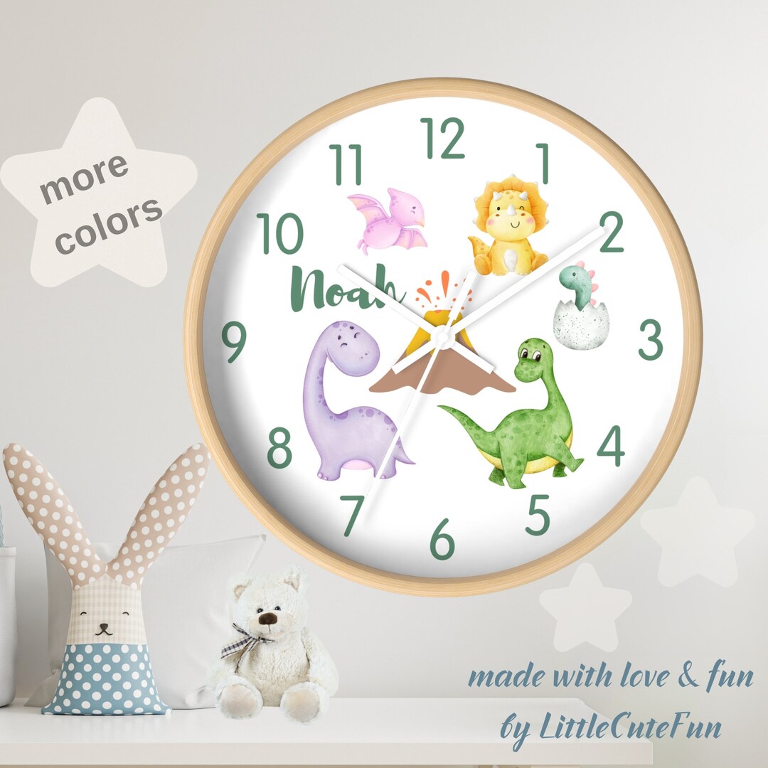 Nursery Clock Dino Personalized Clock for 1 Year Old Boy Gift 2 Year ...