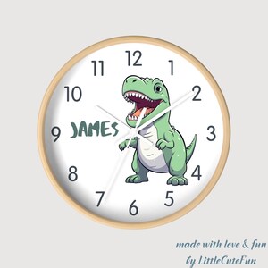 Personalized Clock Dino Wall Decor Dinosaur Nursery Clock Tyrannosaurus ...