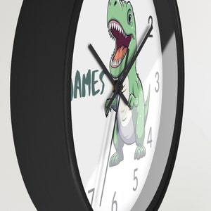 Personalized Clock Dino Wall Decor Dinosaur Nursery Clock Tyrannosaurus ...