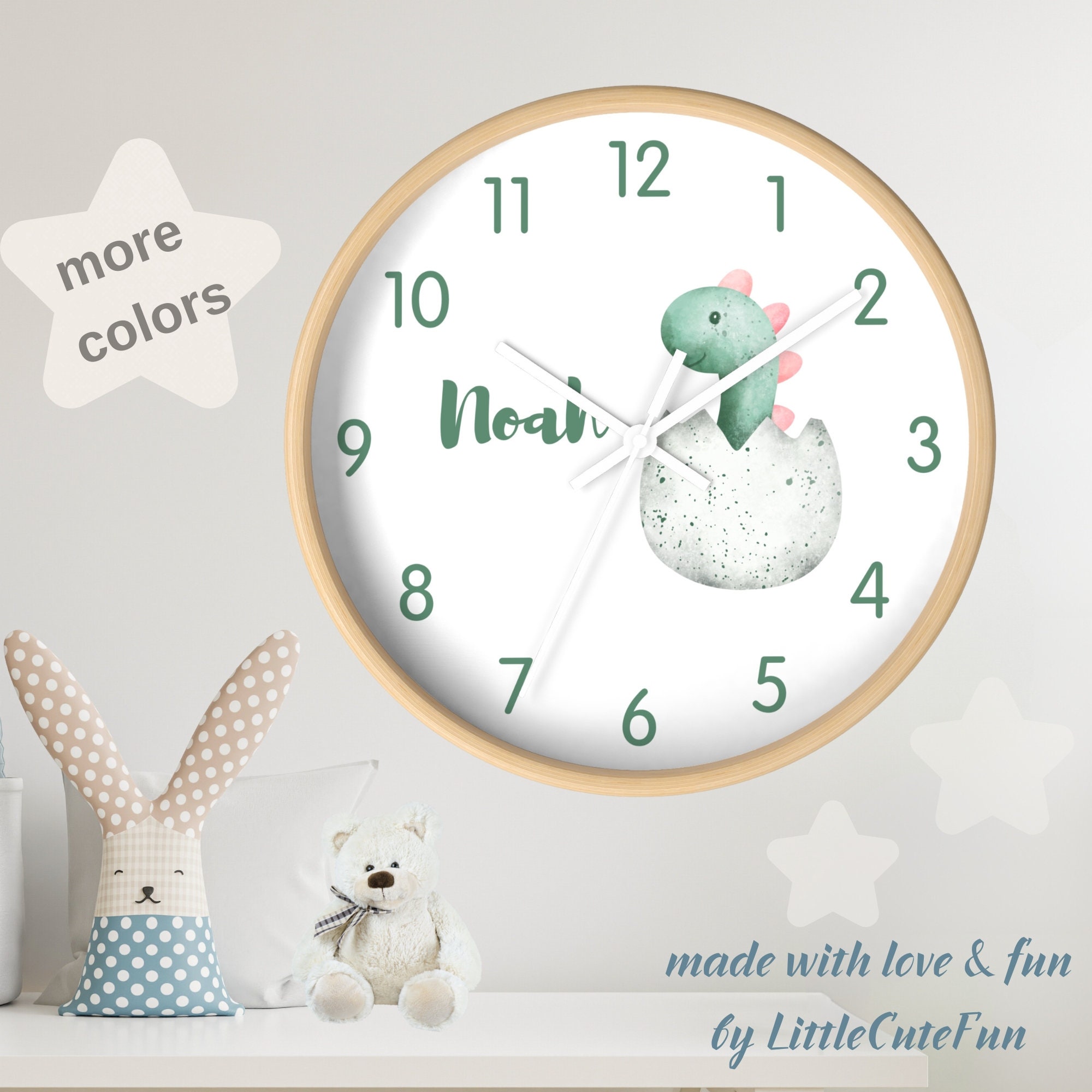 Personalized Clock Dino for Kids Nursery Dino Clock Dino Room Decor ...
