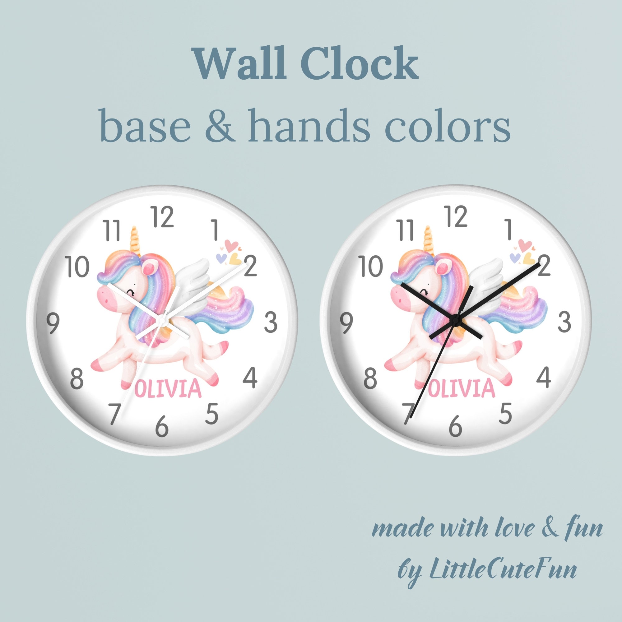 Personalized Clock for Kids Unicorn Wall Clock Unicorn Wooden Nursery ...