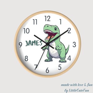 Personalized Clock Dino Wall Decor Dinosaur Nursery Clock Tyrannosaurus ...