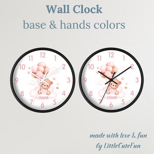 Personalized Wooden Teddy Bear Nursery Clock | Modern Wall Decor for ...