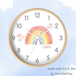 Personalized Kids Clock | Nursery Rainbow Clock Wall | Boho Kids Room ...