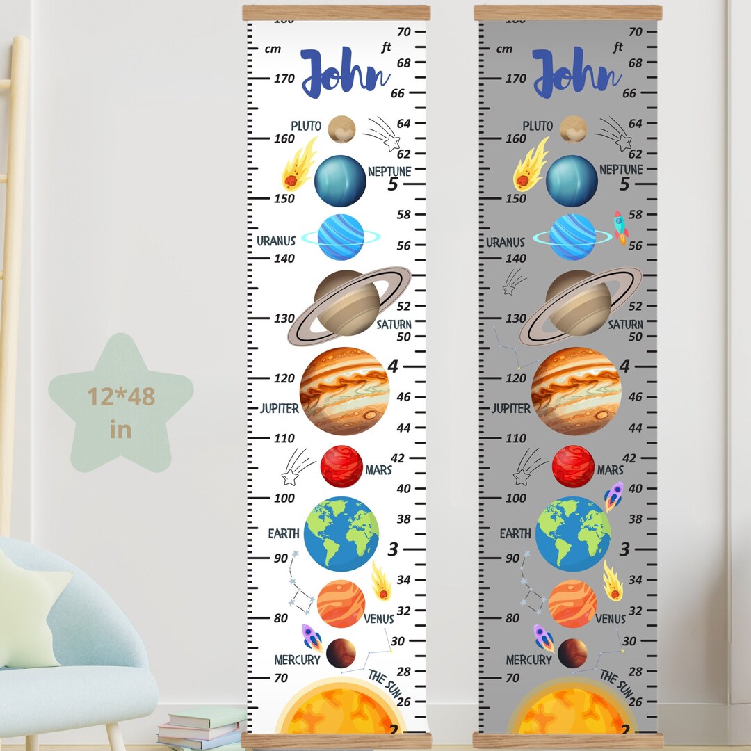 Personalized Space Growth Chart Ruler for Kids Solar System Height ...