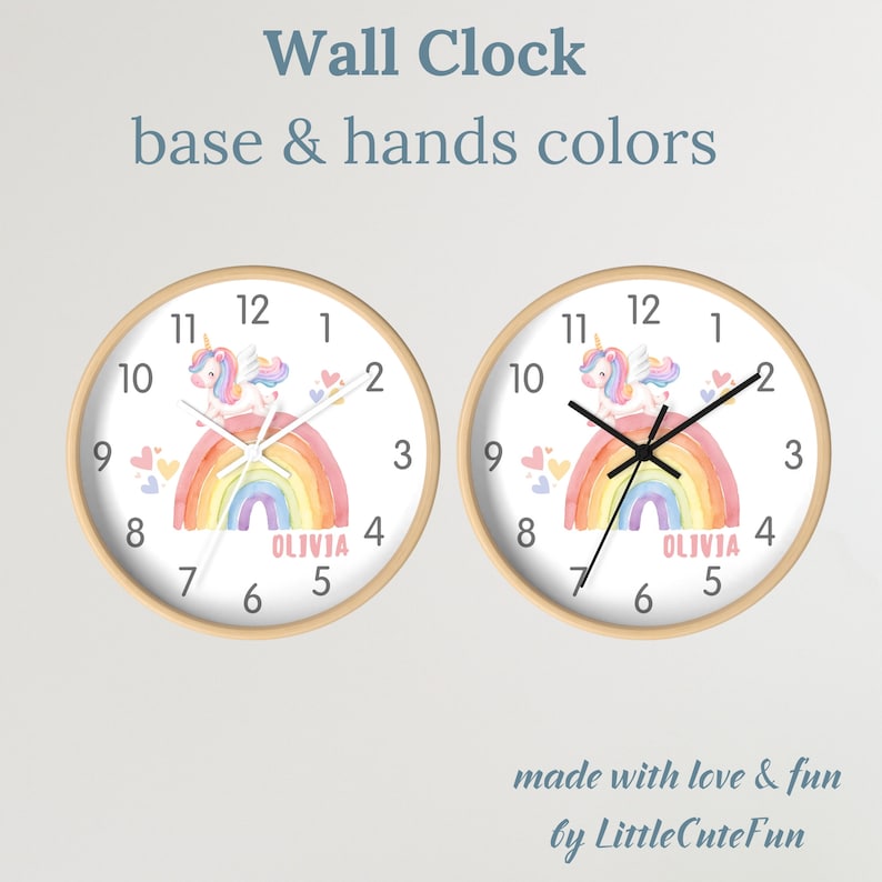 Kids Personalized Clock Rainbow Clock for Kid Room Nursery Clock ...