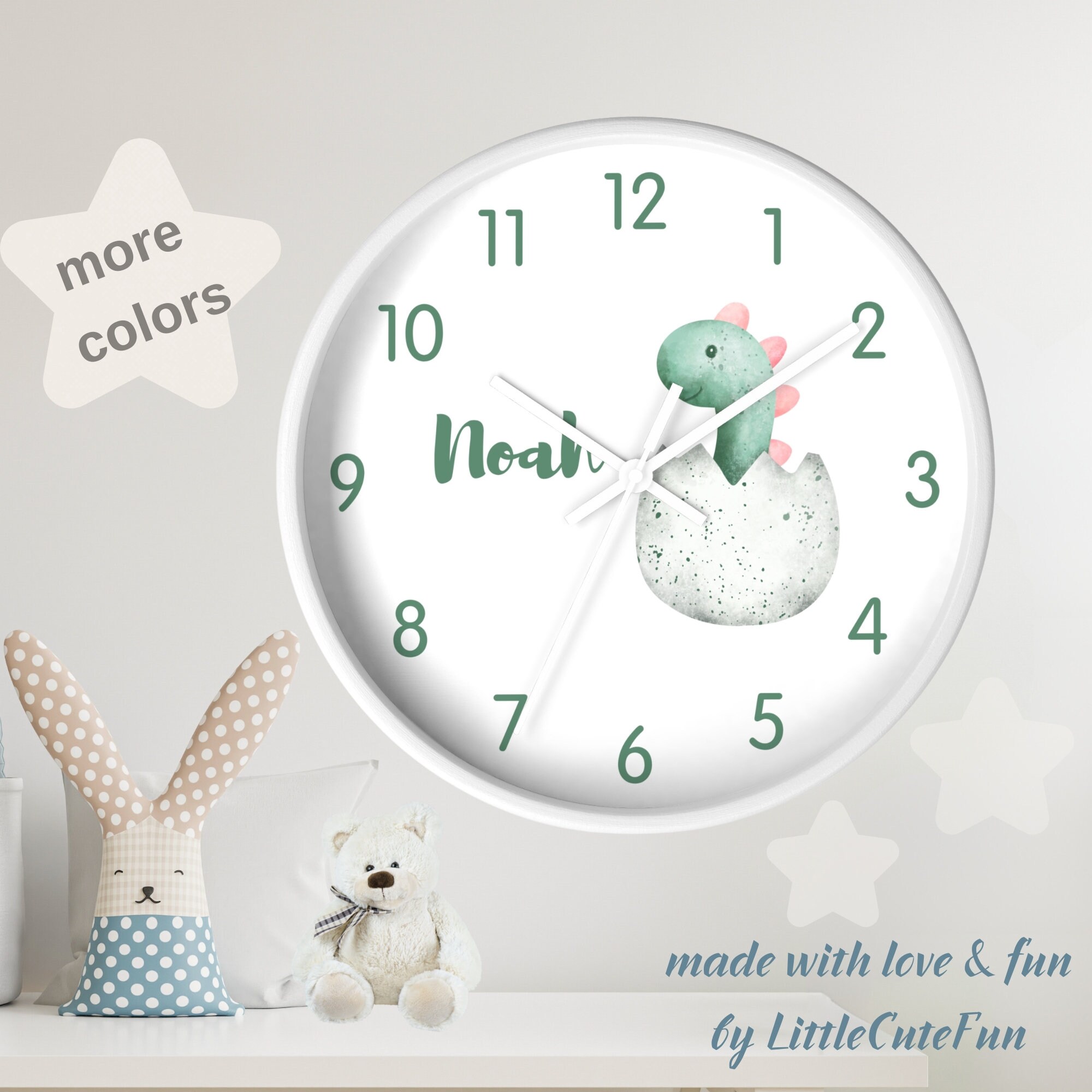 Personalized Clock Dino for Kids Nursery Dino Clock Dino Room Decor ...