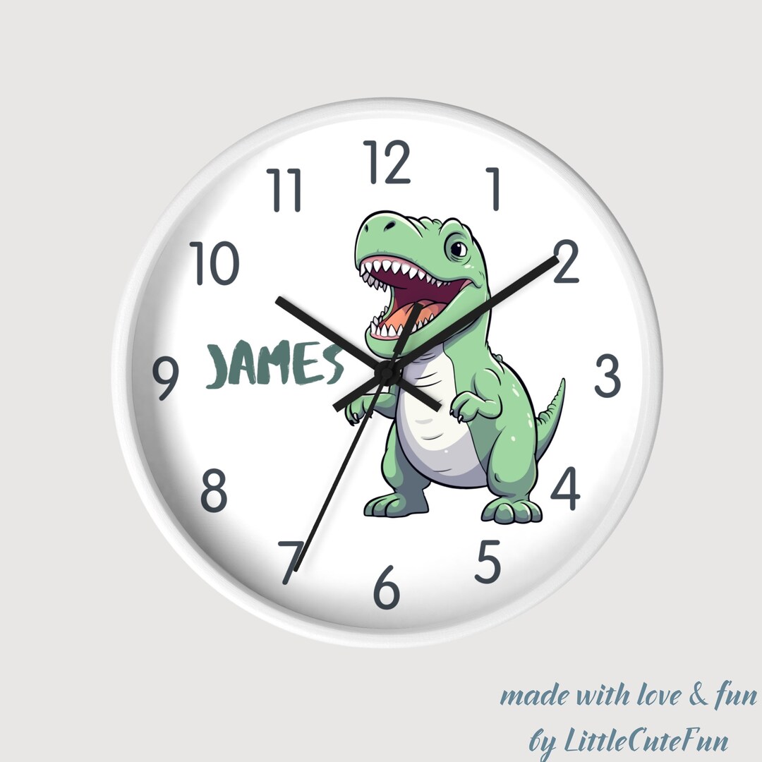 Personalized Clock Dino Wall Decor Dinosaur Nursery Clock Tyrannosaurus ...