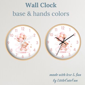 Personalized Wooden Teddy Bear Nursery Clock | Modern Wall Decor for ...