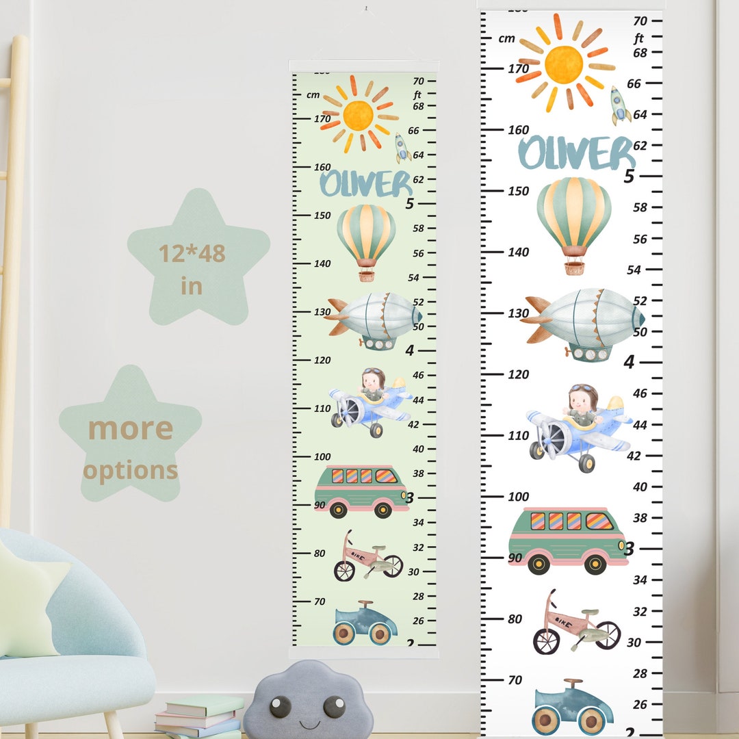 Personalized Growth Chart Vehicle Height Chart for Kids Birthday Boy ...