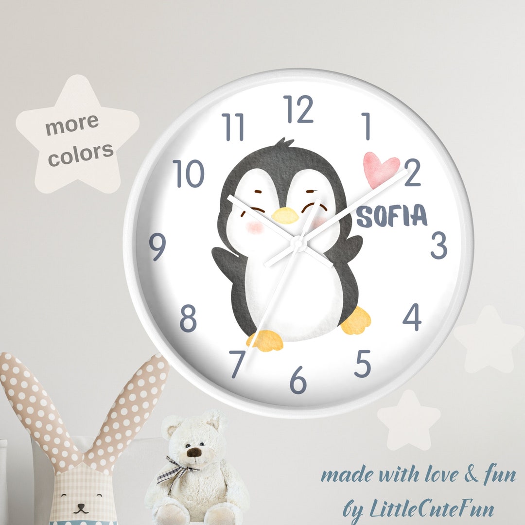Personalized Clock Penguin Wall Decor Penguin Nursery Clock for Kids ...