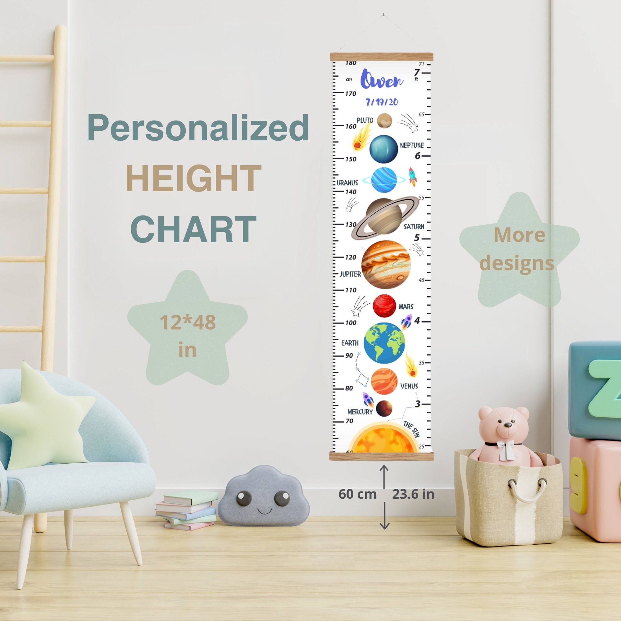 Space Growth Chart for Boy & Girl Height Chart for Kids 1 Year Old Boy ...