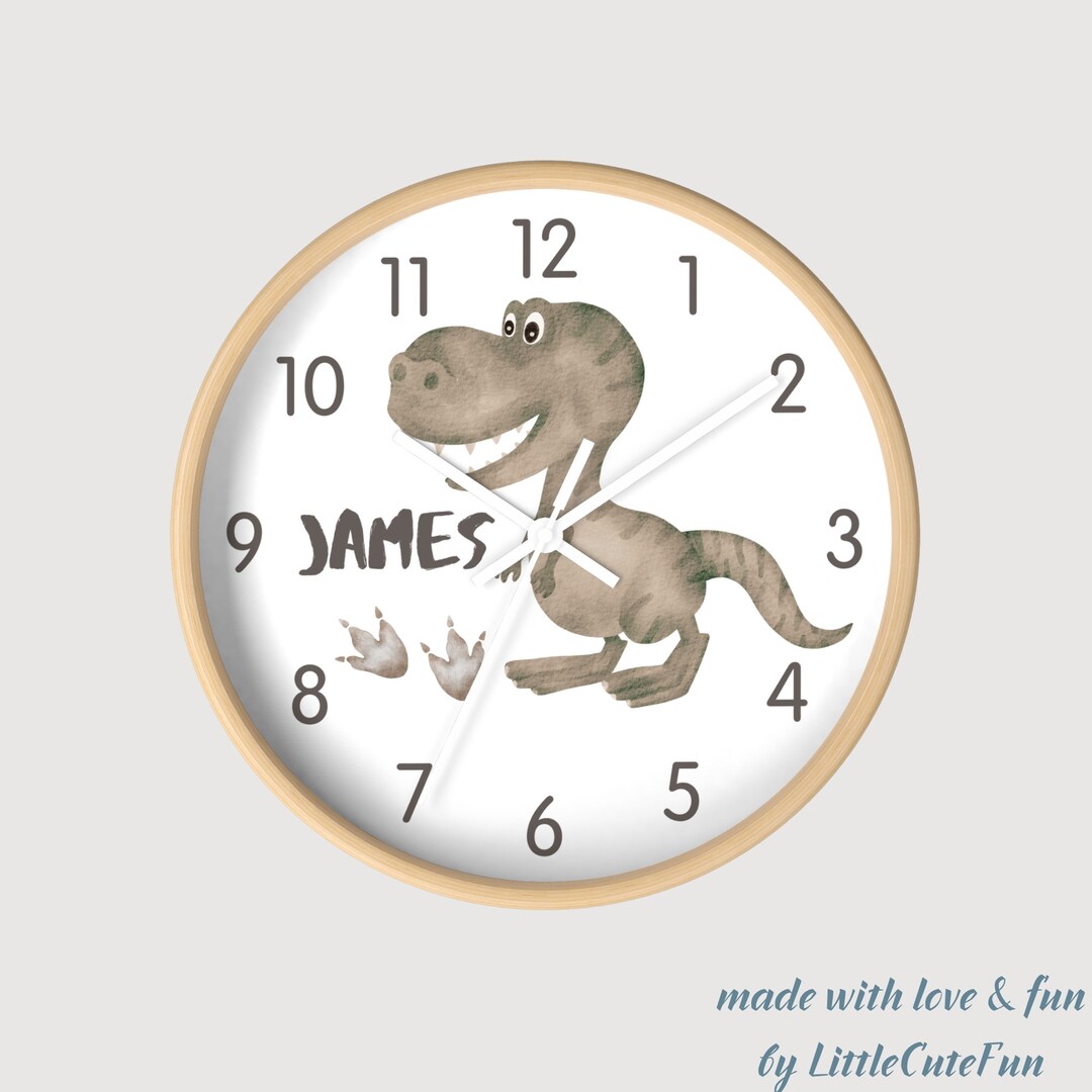 Kids Clock Dino Wall Decor Dinosaur Nursery Clock for 2 Year Old Boy 3 ...