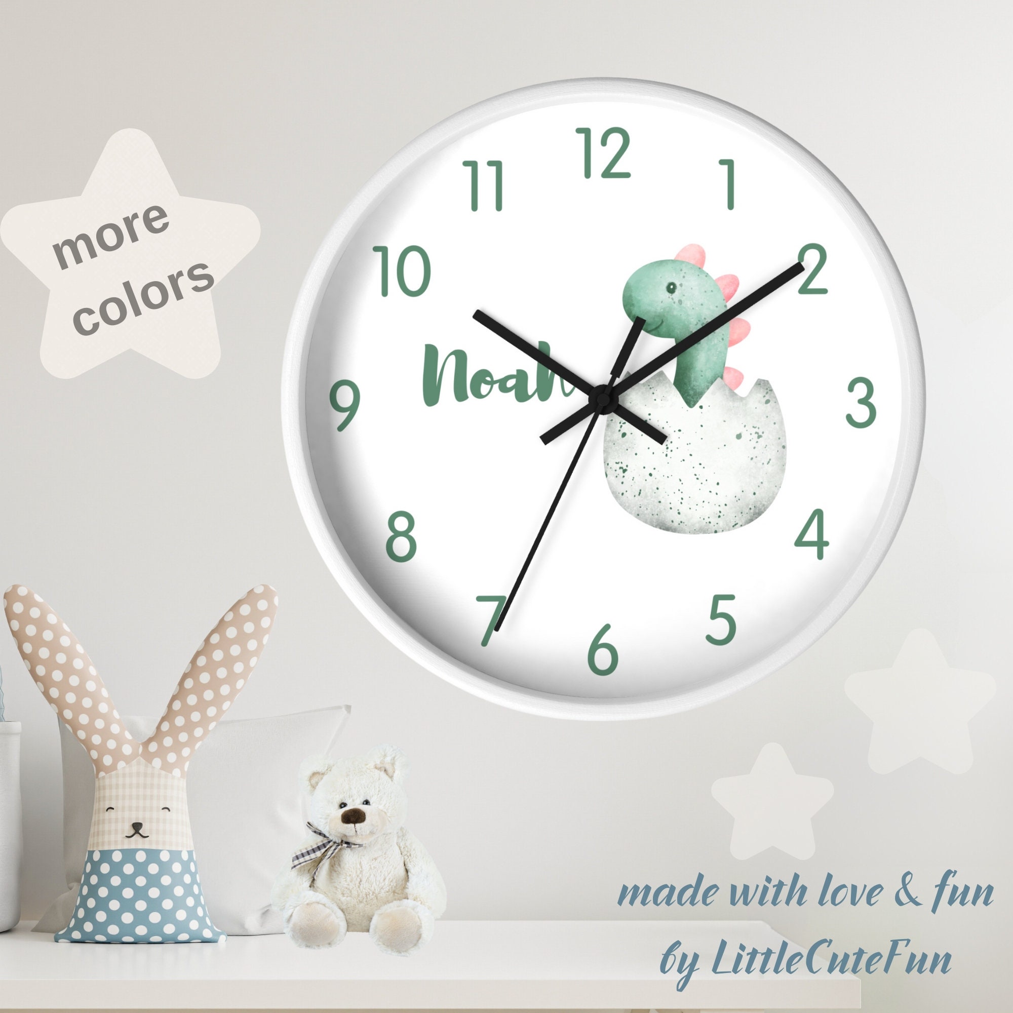 Personalized Clock Dino for Kids Nursery Dino Clock Dino Room Decor ...