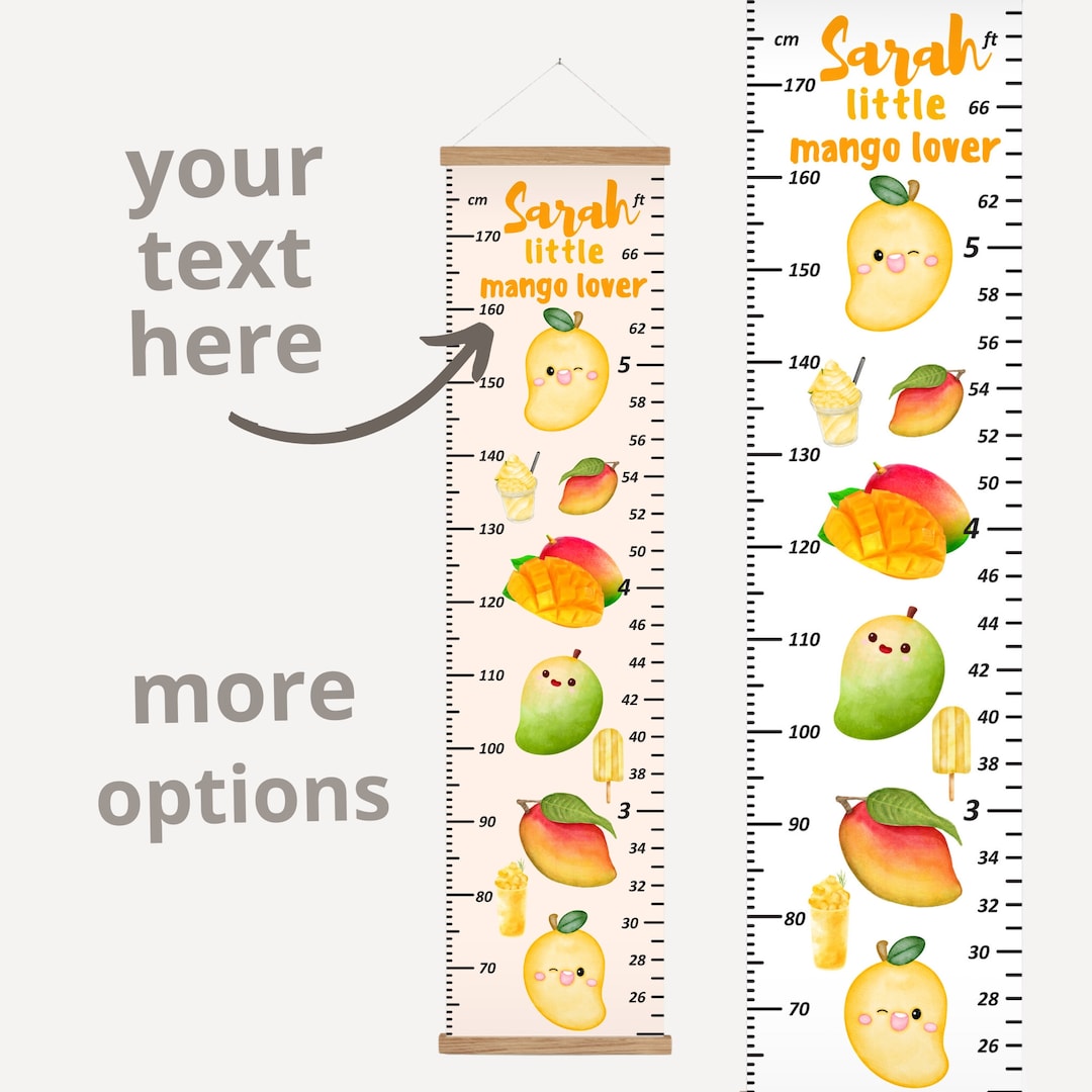 Growth Chart Mango Nursery Decor Mango Birthday Gift for 3 Year Old ...