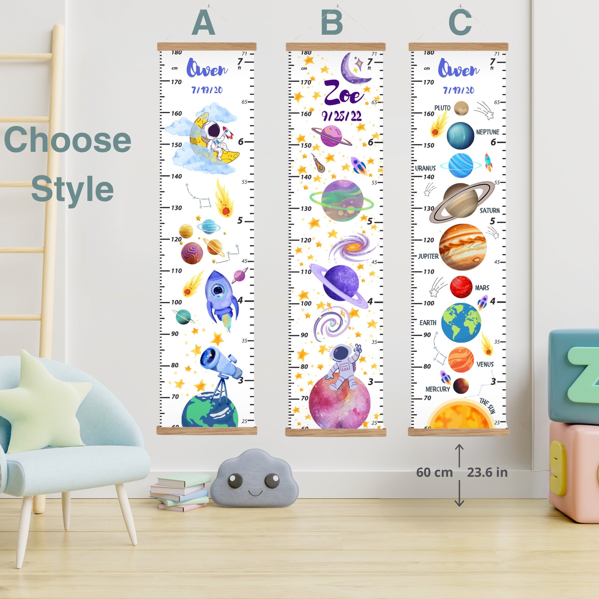 Space Growth Chart for Boy & Girl Height Chart for Kids 1 Year Old Boy ...