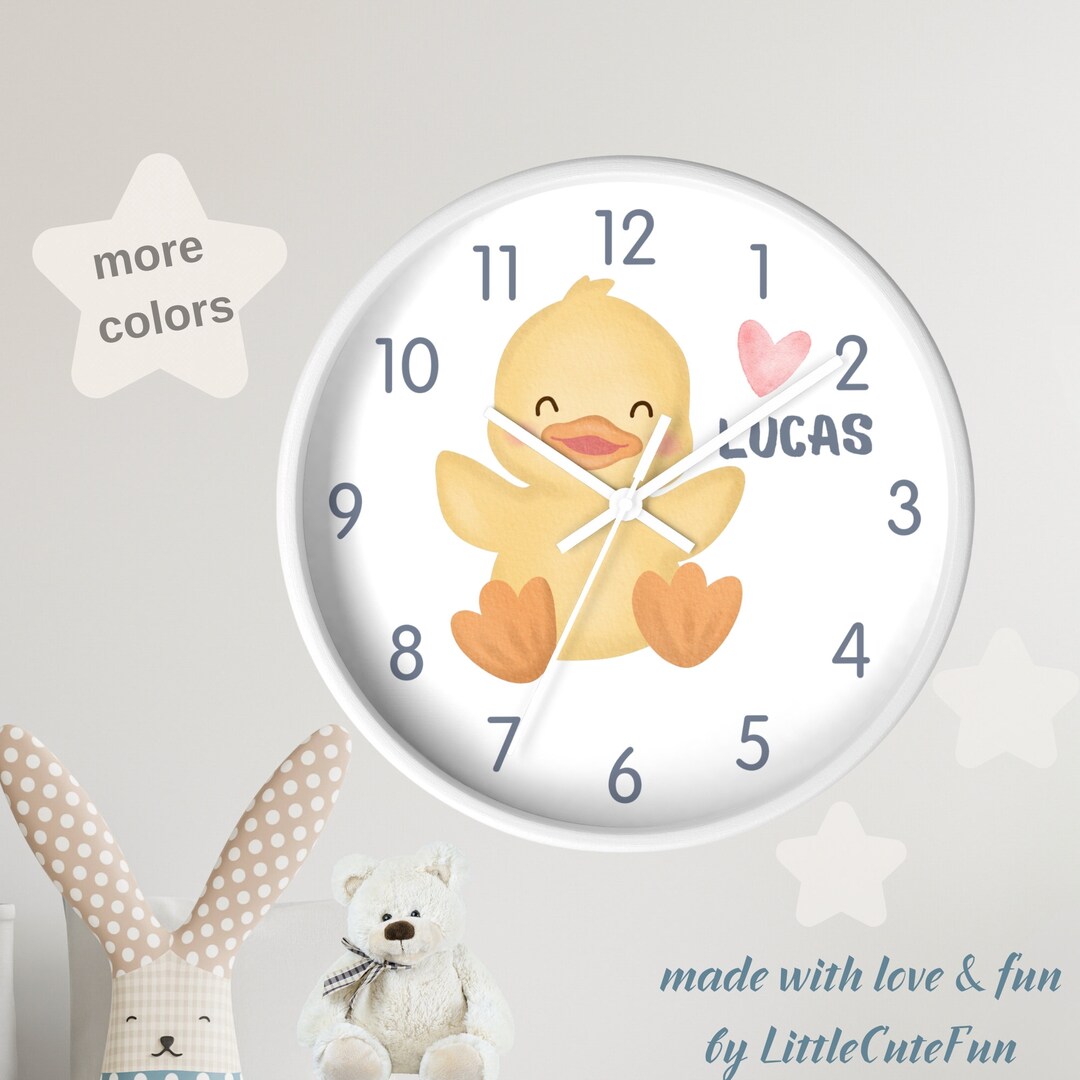 Personalized Clock Duck Wall Decor Duck Nursery Clock for Kids for Boy ...