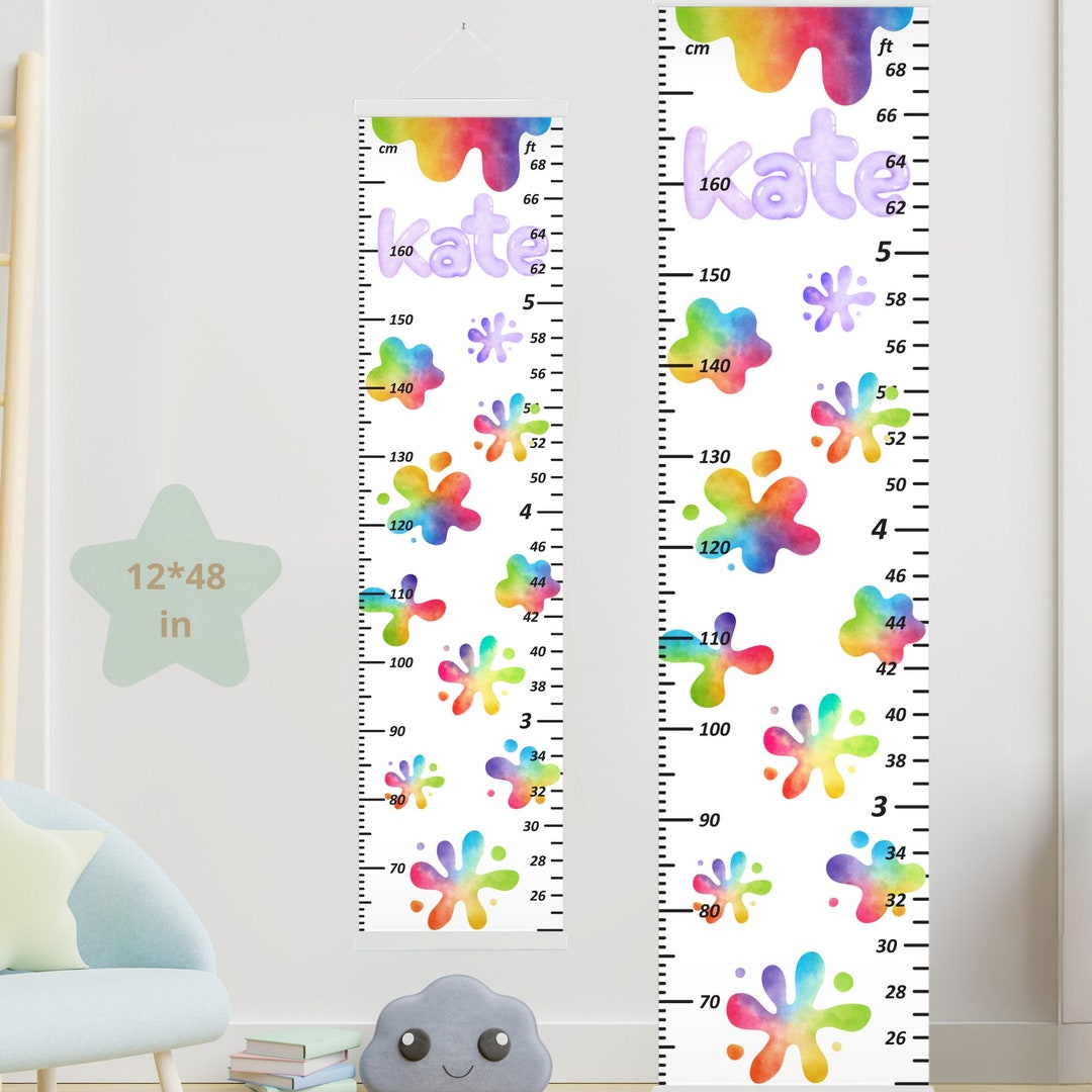 Growth Chart Splash Watercolor Bedroom Wall Decor Gift Splash Height ...