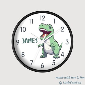 Personalized Clock Dino Wall Decor Dinosaur Nursery Clock Tyrannosaurus ...