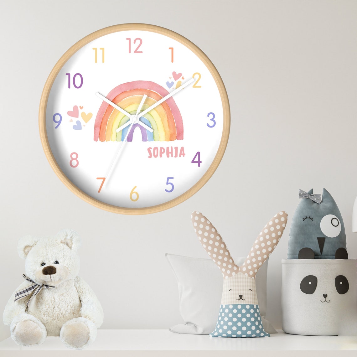Personalized Kids Clock Rainbow Baby Shower Wall Decor Rainbow Baby ...