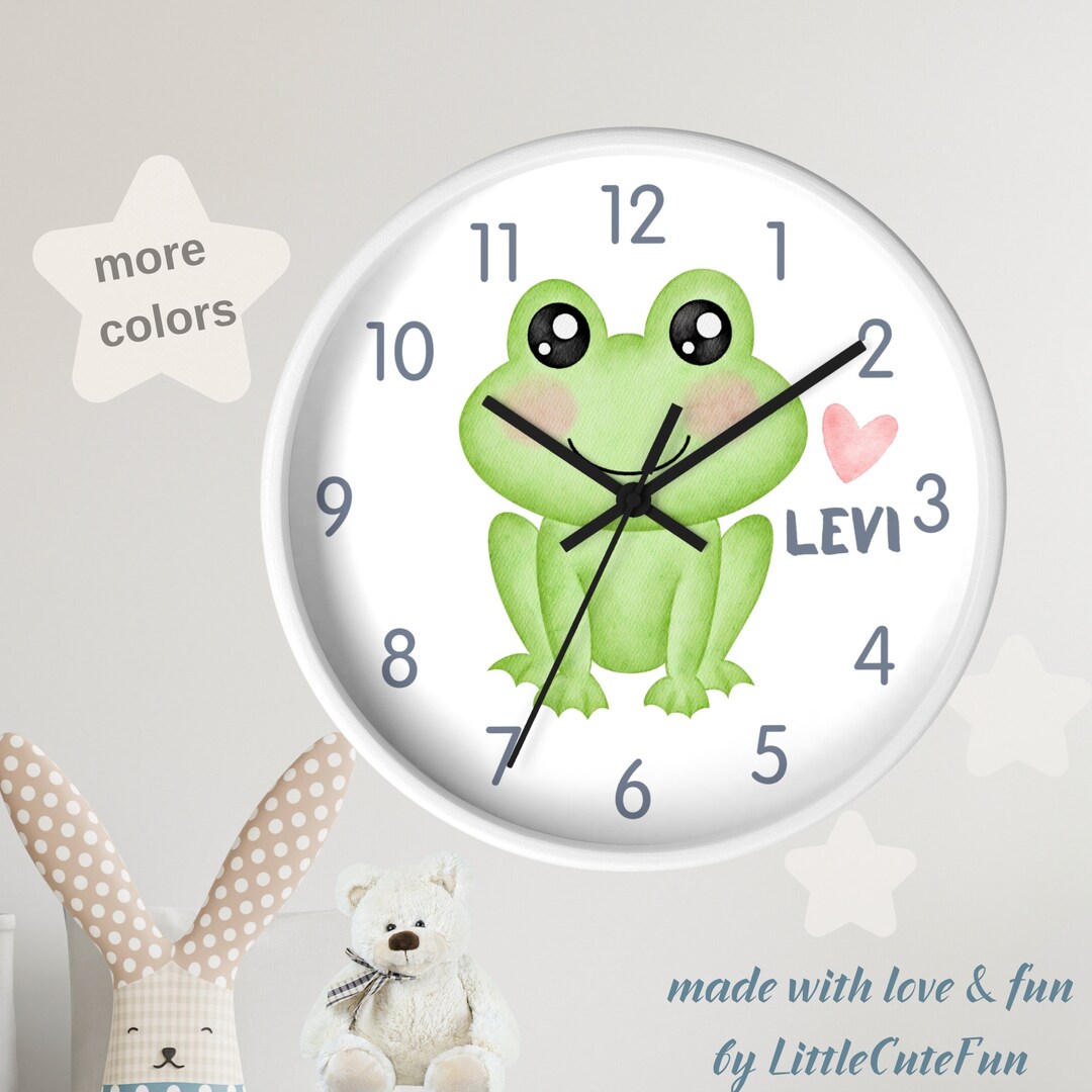 Wall Clock Frog Wall Decor Frog Nursery Clock for Kids for Boy Animal ...