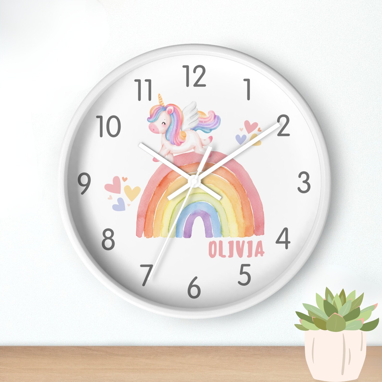Kids Personalized Clock Rainbow Clock for Kid Room Nursery Clock ...