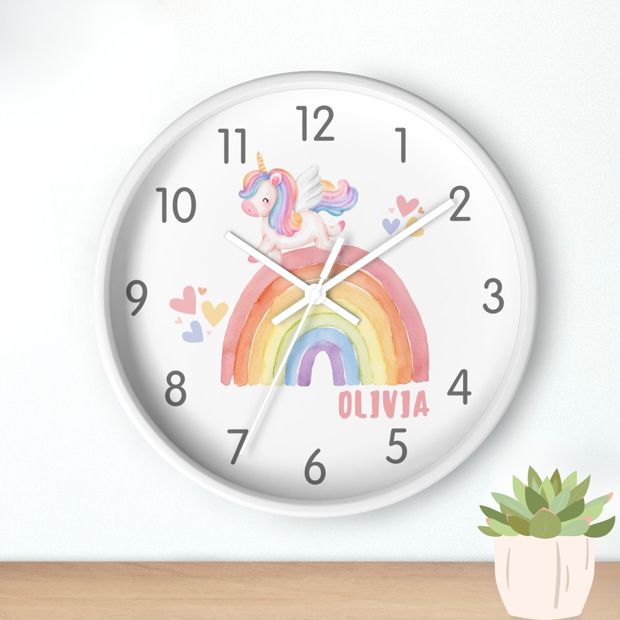 Kids Personalized Clock Rainbow Clock for Kid Room Nursery Clock ...