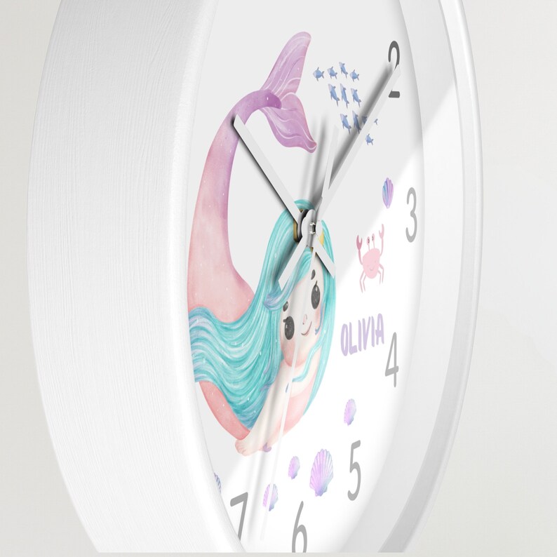 Personalized Clock Little Mermaid Wall Decor Mermaid Nursery Clock for ...