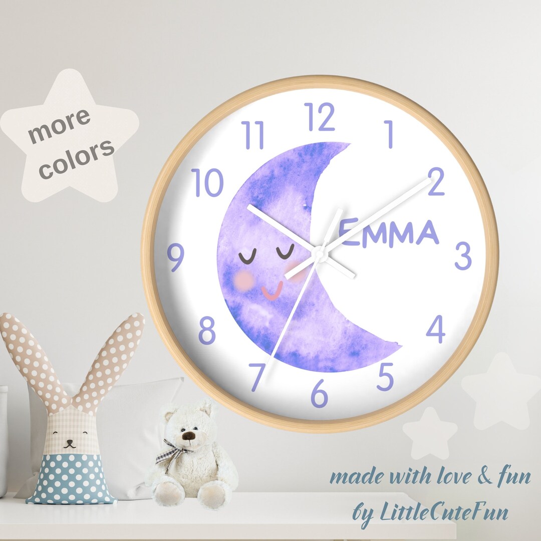 Personalized Clock Moon for Kids Wall Decor Moon Bedroom Decor Moon ...