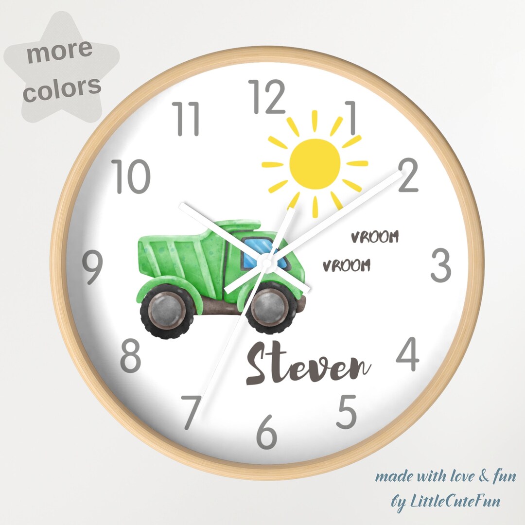 Nursery Clock Construction Personalized Kids Clock 1 Year Old Boy Gift ...