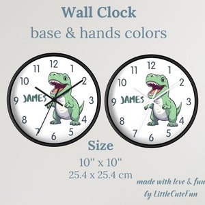 Personalized Clock Dino Wall Decor Dinosaur Nursery Clock Tyrannosaurus ...